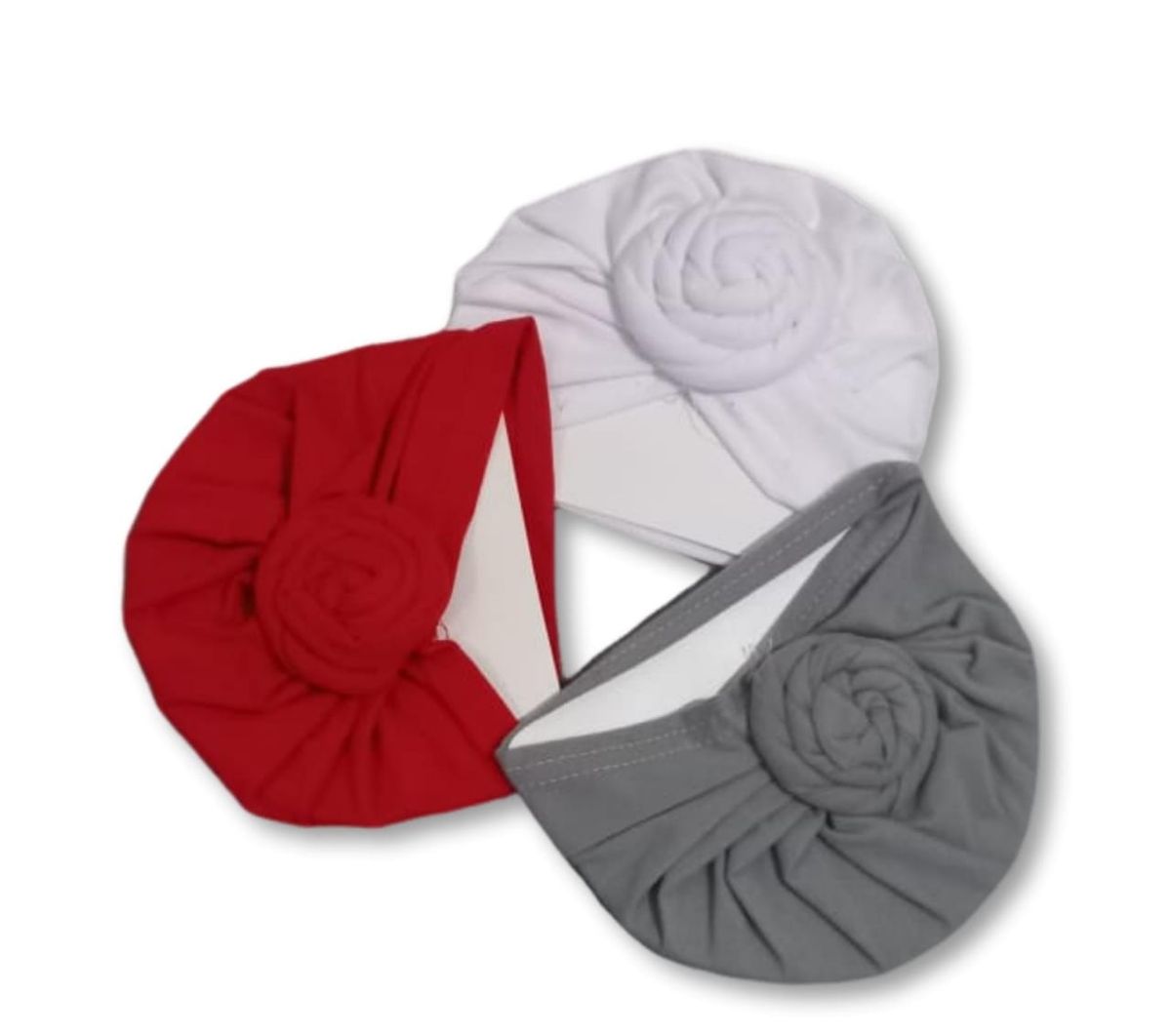 Baby Girl Plain Round Turbans -Red, White & Grey-3 Pack | Shop Today ...