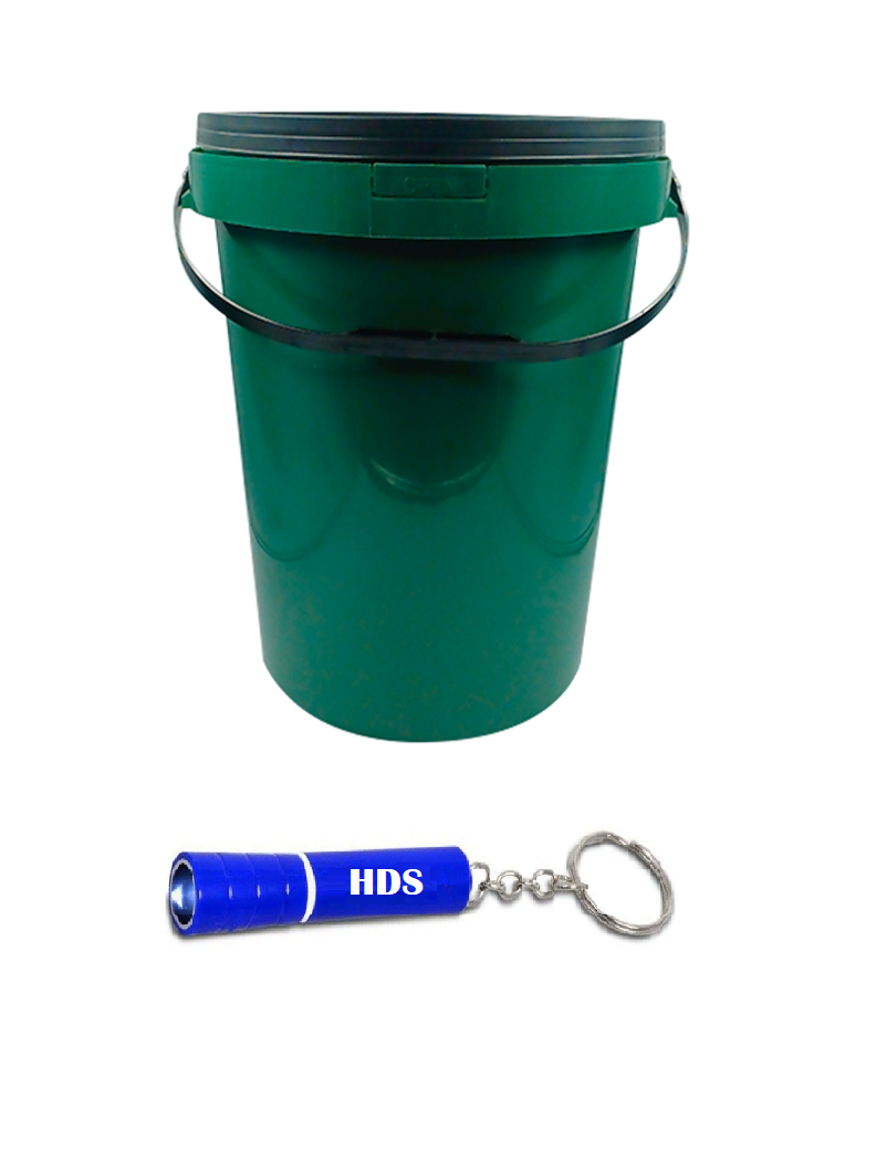 20L Heavy Duty Green Plastic Bucket with Lid, Handle and HDS Branded ...