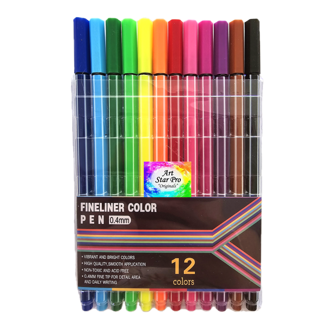 Art Star Pro 12 Set Fineliner Pen Colouring Marker Highlighter Pen Set ...