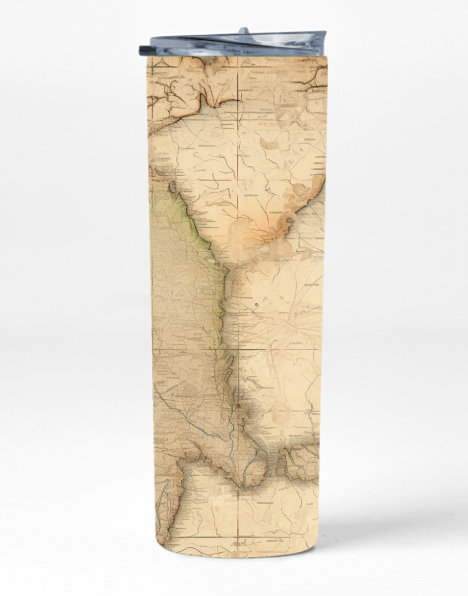 Old Map 7 20 Oz Straight Skinny Tumbler Straw Cup Trendy Graphic ...
