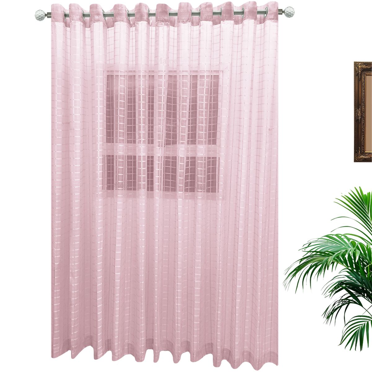 Matoc Designs Curtain - Grid Voile - Pink - Eyelet | Shop Today. Get it ...