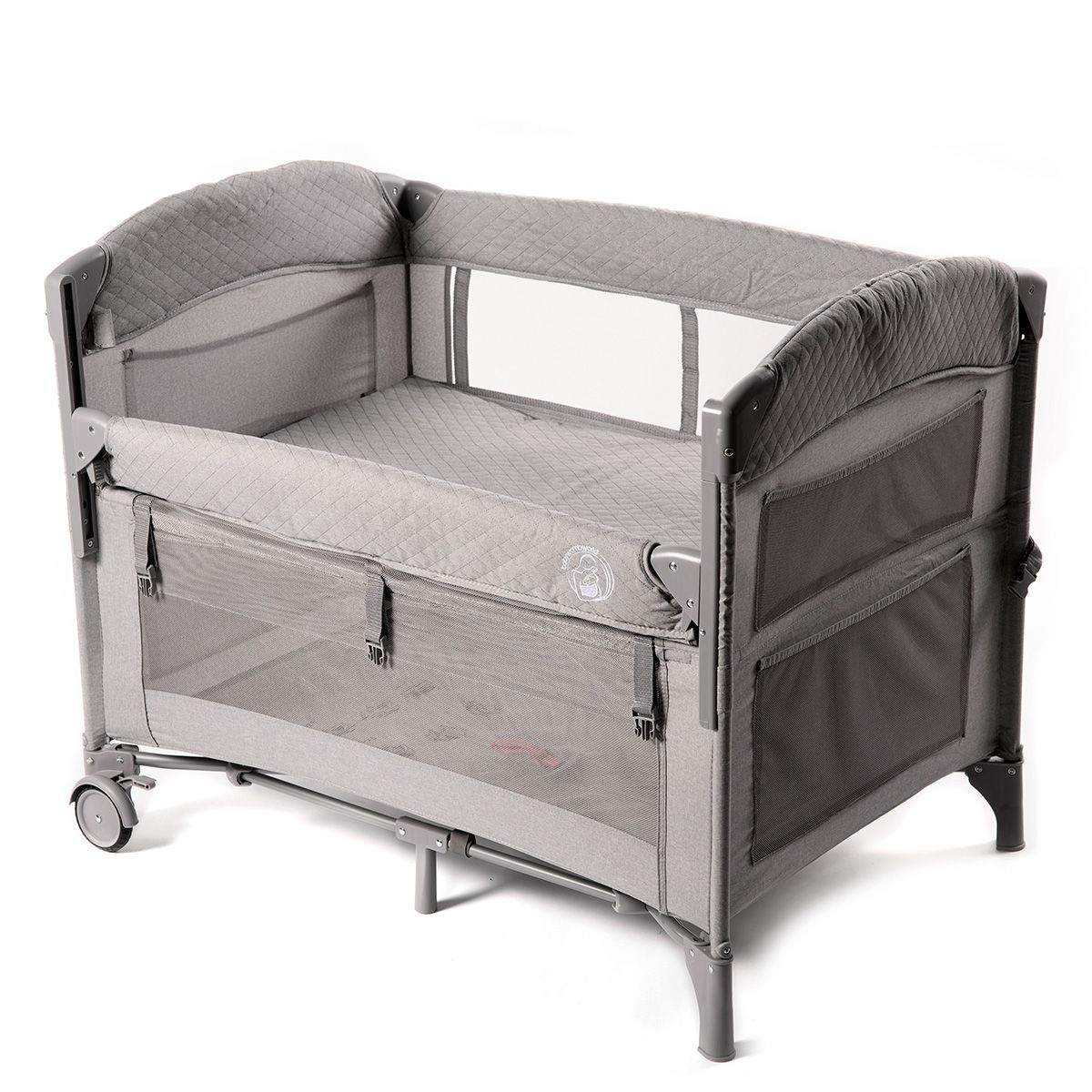 BabyWombWorld Premium 2 in 1 Camp Cot Co Sleeper Light Grey Shop