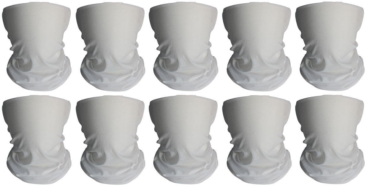 White Neck Face Gaiter Multifunctional Head Neck Wear - 10 Pack Combo ...
