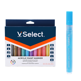 VSelect - Acrylic Paint Markers, 12 Colours, Dual Tip, Fine and Dot ...