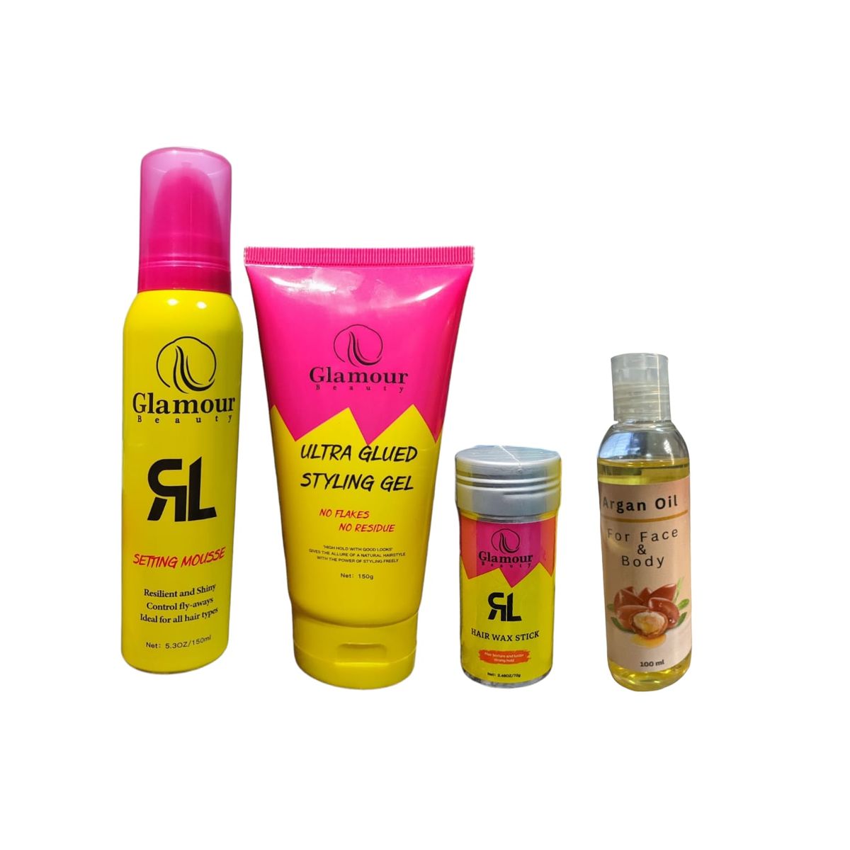 Glamour Setting Mousse, Ultra Glue Styling Gel, Wax Stick With Argan ...