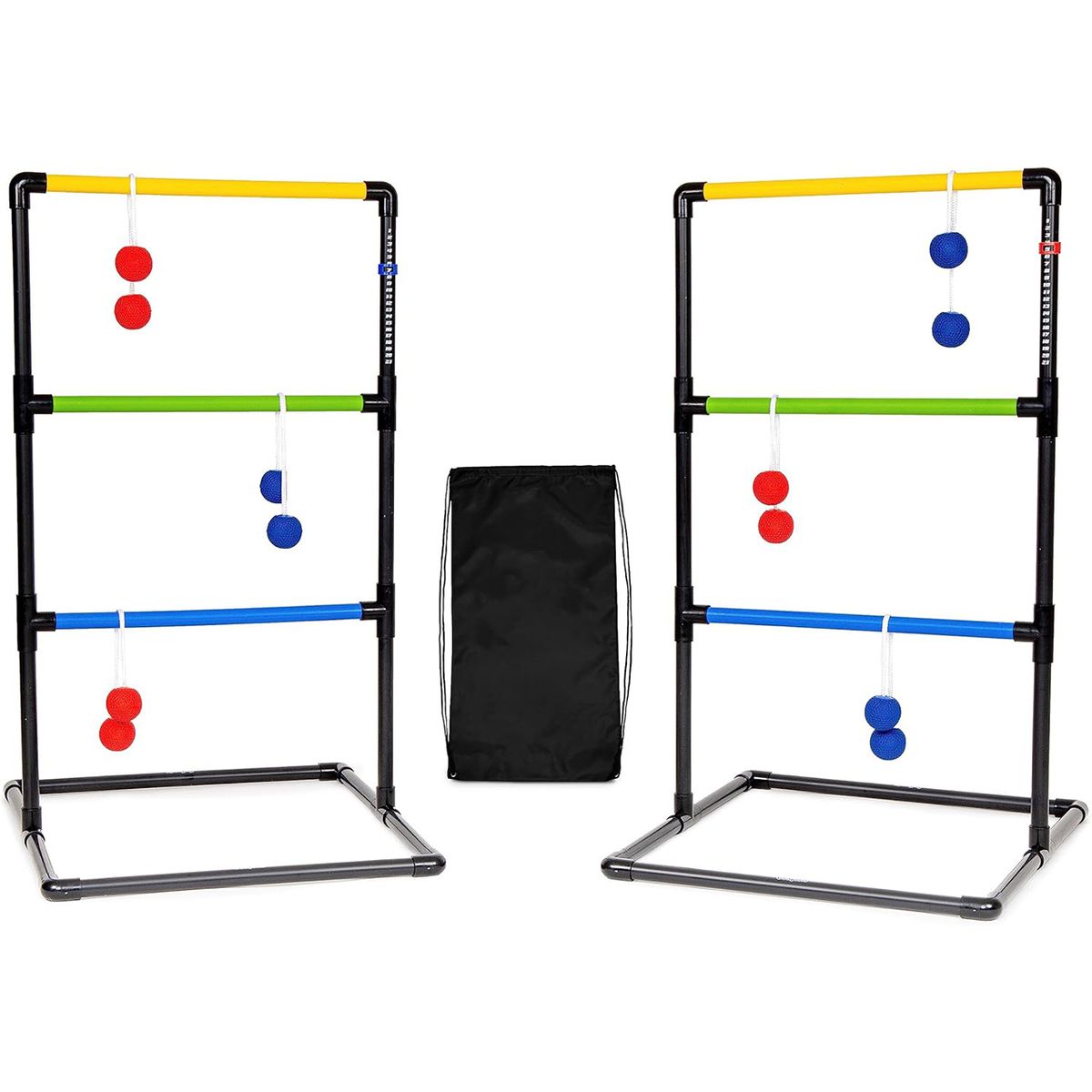 Ladder Ball Toss Indoor & Outdoor Game Set with 6 Soft Rubber Bolo ...