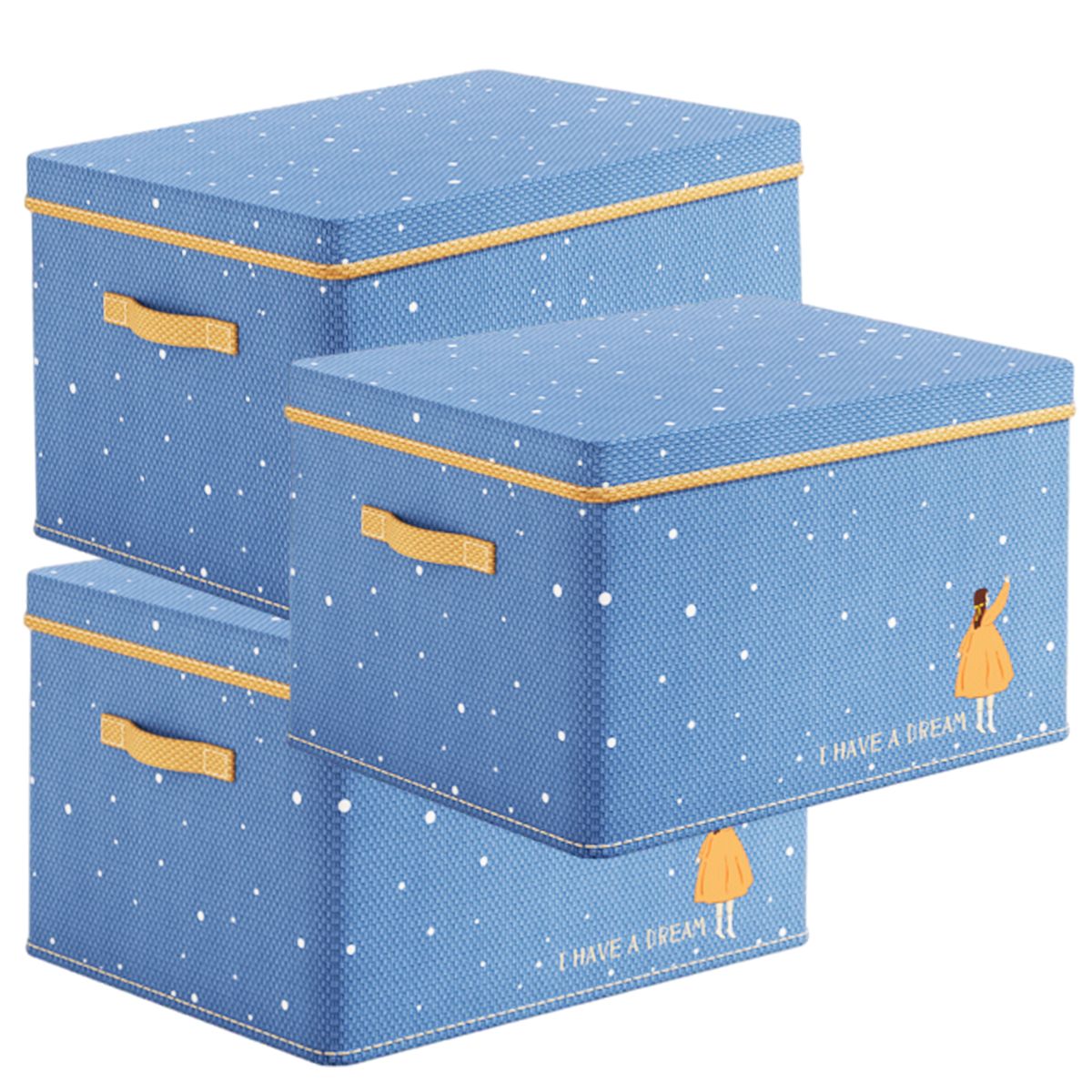 3 Foldable Storage Boxes Large Closet Clothing Storage Organizer with ...