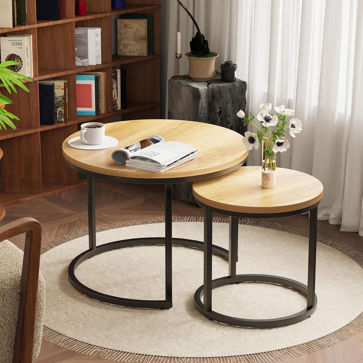 Nesting Coffee Table Set 2 Side End Tables Office Center Desk Living ...