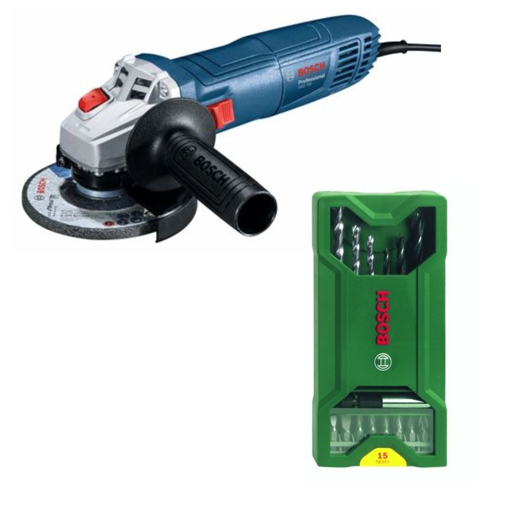 Bosch - Angle Grinder (GWS 700) With 15 Piece Mixed Drill & Screwdriver ...