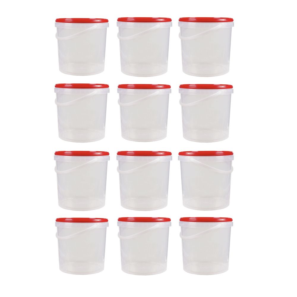 Clear Plastic Food Buckets With Red Lids 5 Litre - Pack of 12 | Shop ...