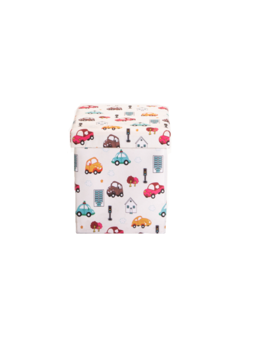 Shop Our White Foldable Multifunctional Ottoman With Cute Car Designs ...