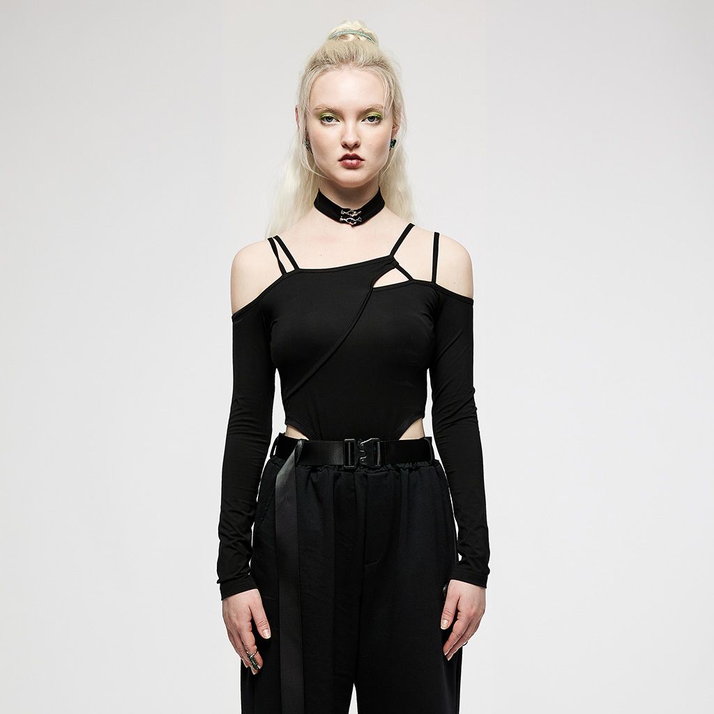 Punk Rave Dark Asymmetric Long Sleeve Jumpsuit and Choker | Shop Today ...