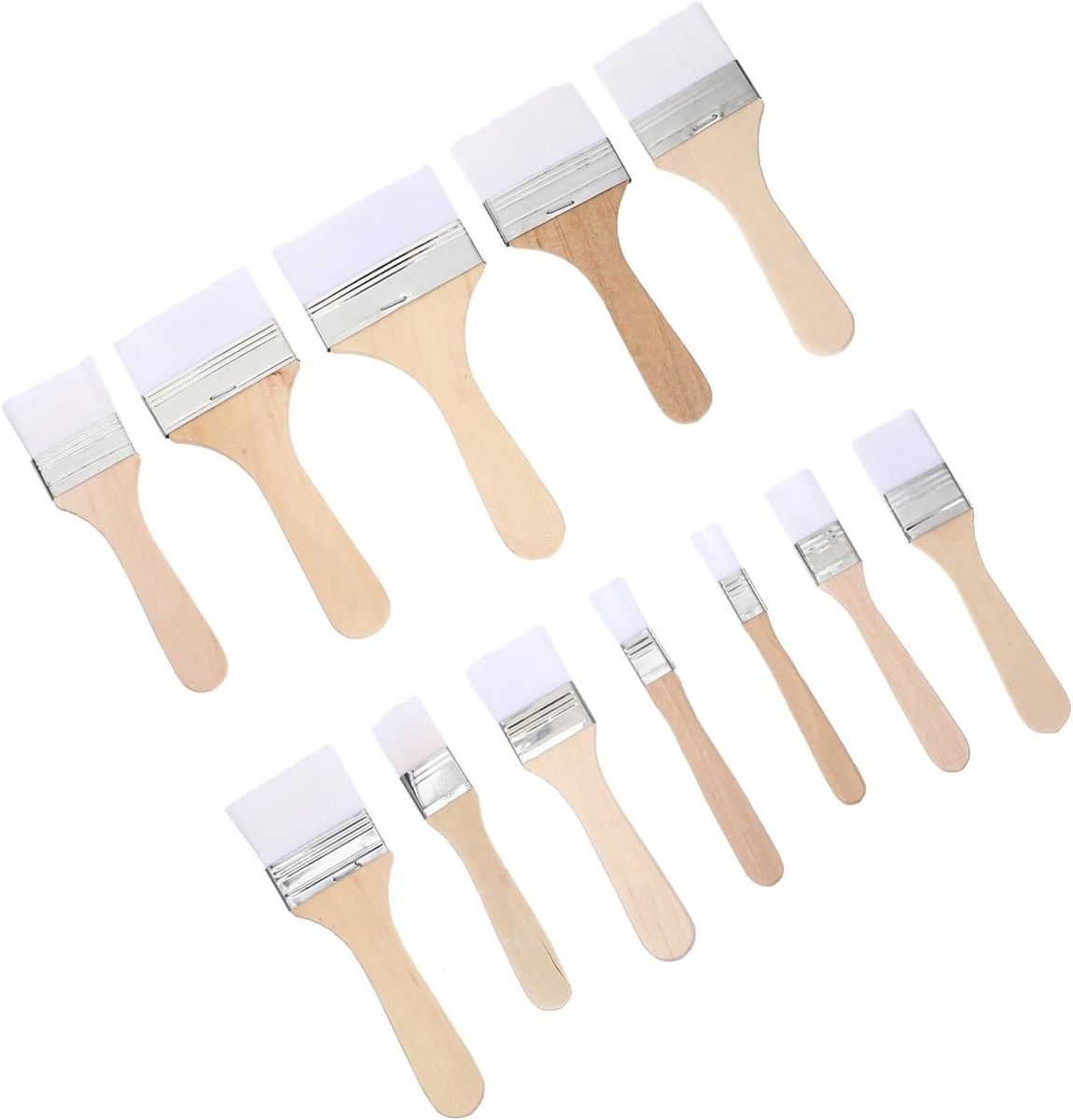 12pcs White Nylon Paintbrush Set for Oil Painting Acrylic Art, Pigment ...