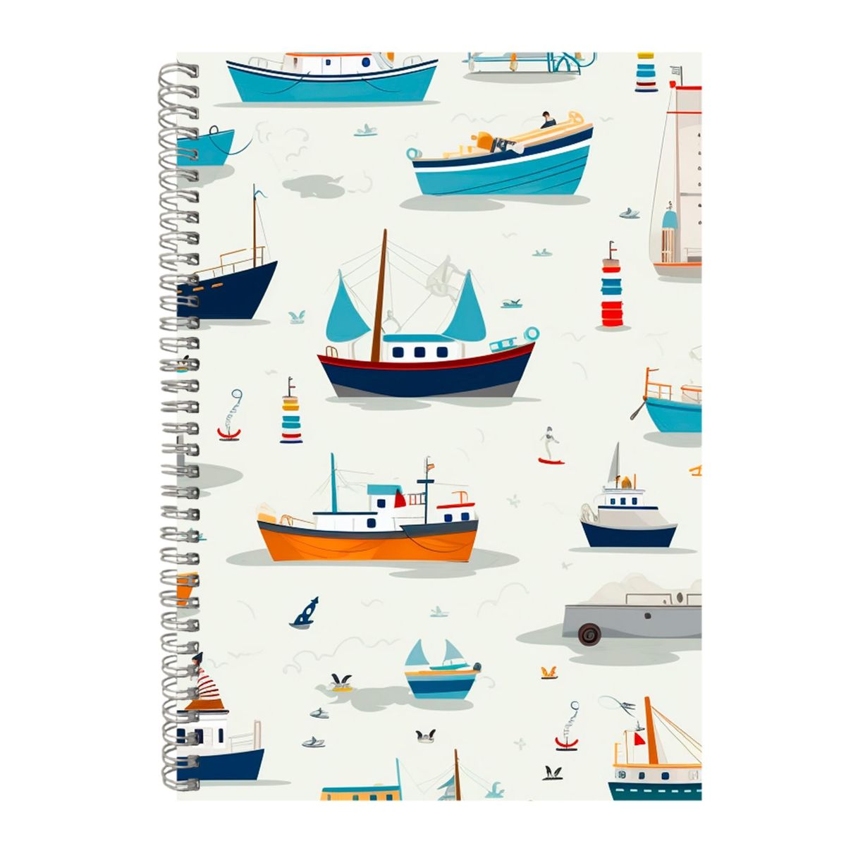Orange A4 Notebook Spiral and Lined Sea Lovers Graphic Notepad Present ...