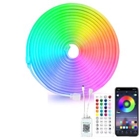 5m 12V RGB LED Neon Strip Light Bluetooth APP Control Waterproof | Shop ...