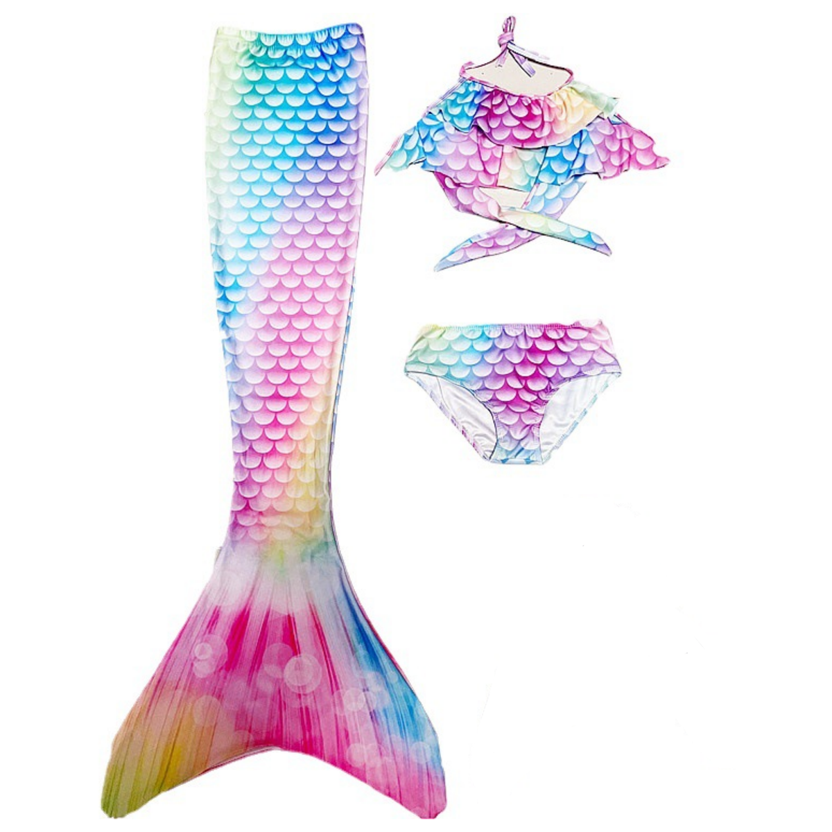 Girls Swimming Mermaid Tail Swimsuit Bikini Set Swimming Costume ...