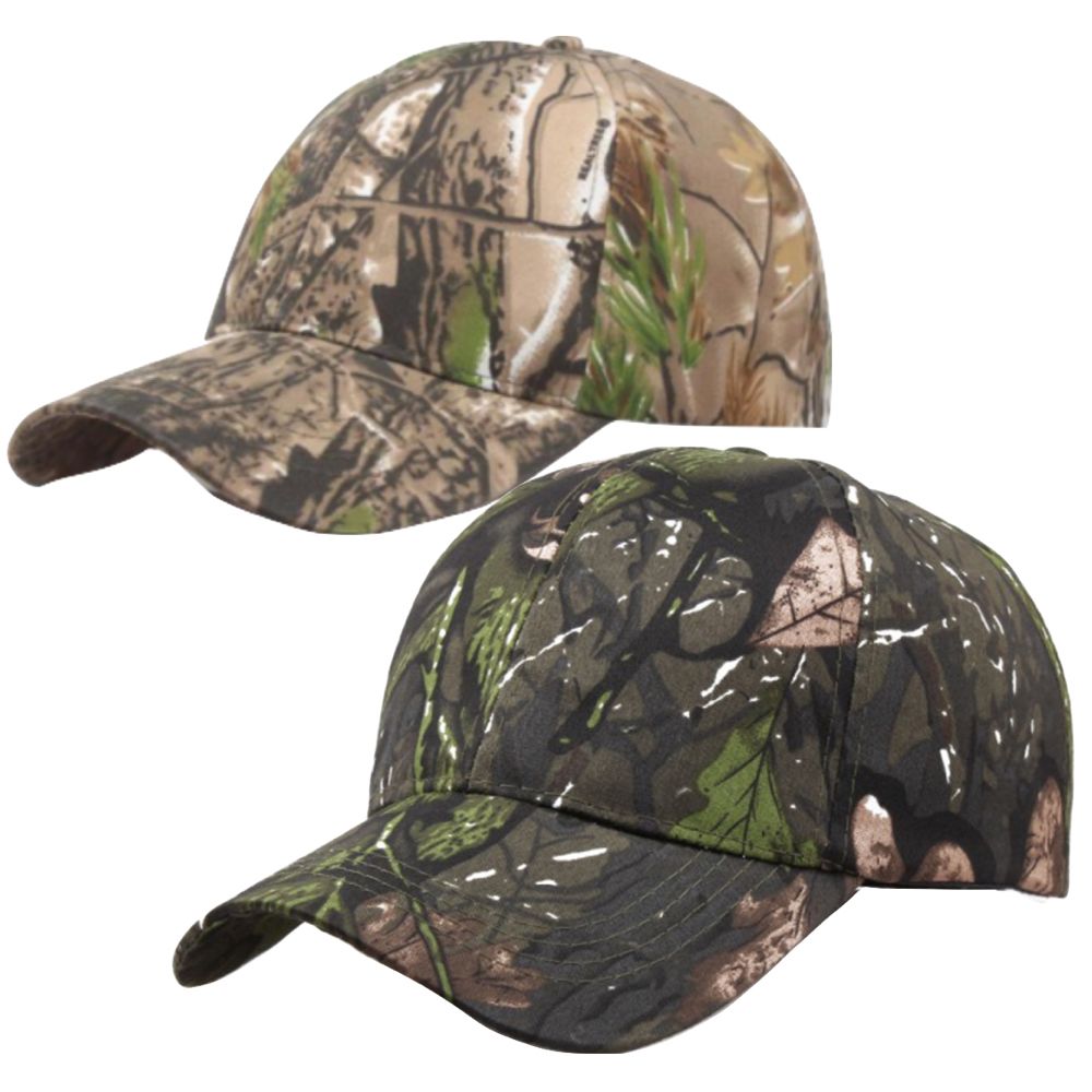 Camping Fishing Hunting Camo Baseball Style Cap Set of 2 - Green ...