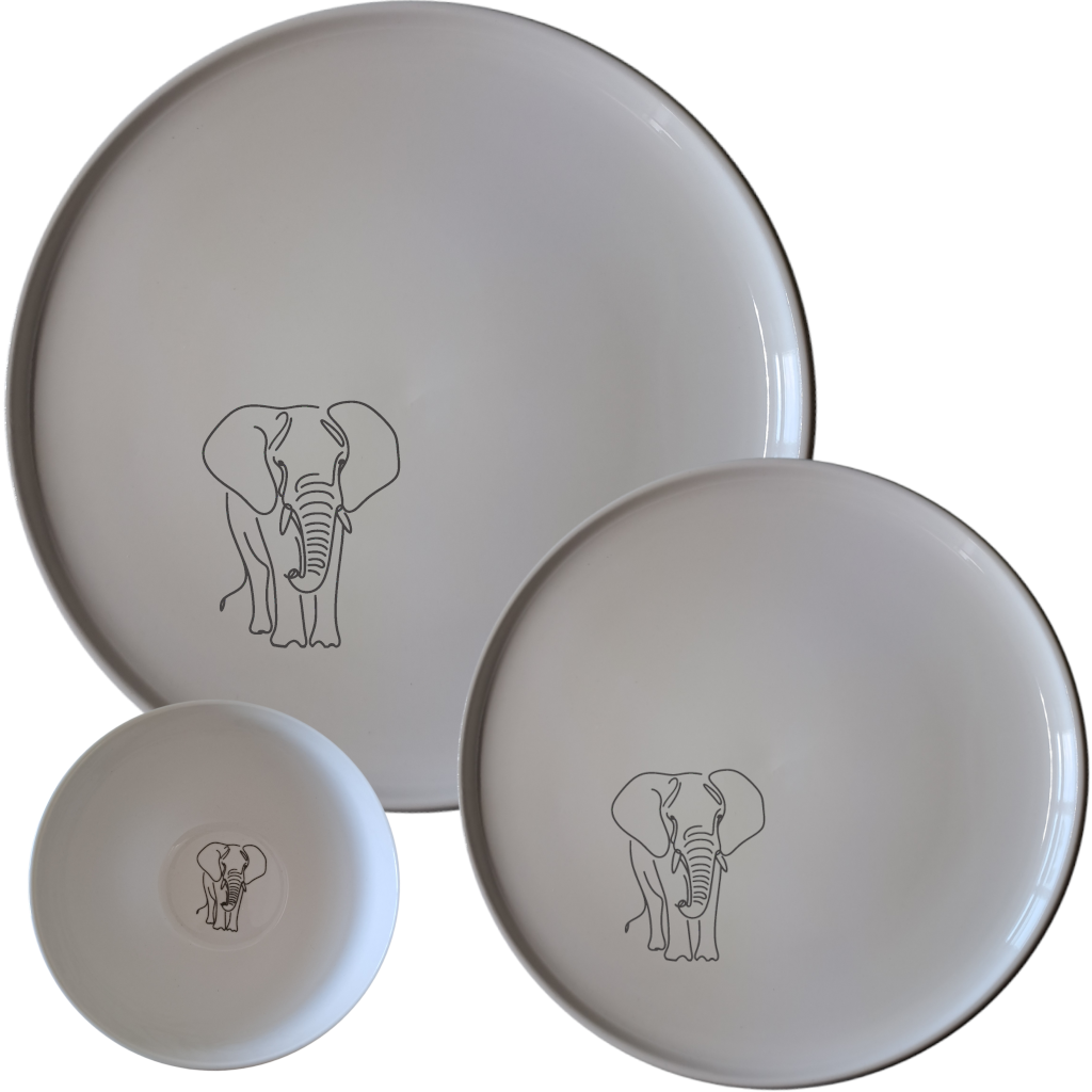 African Big Five Porcelain 12 Piece Dinner Set - Elephant | Shop Today ...