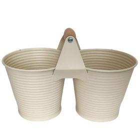 PH Garden - Set of 2 Metal Plant Pots With a Wooden Handle Cream | Shop ...