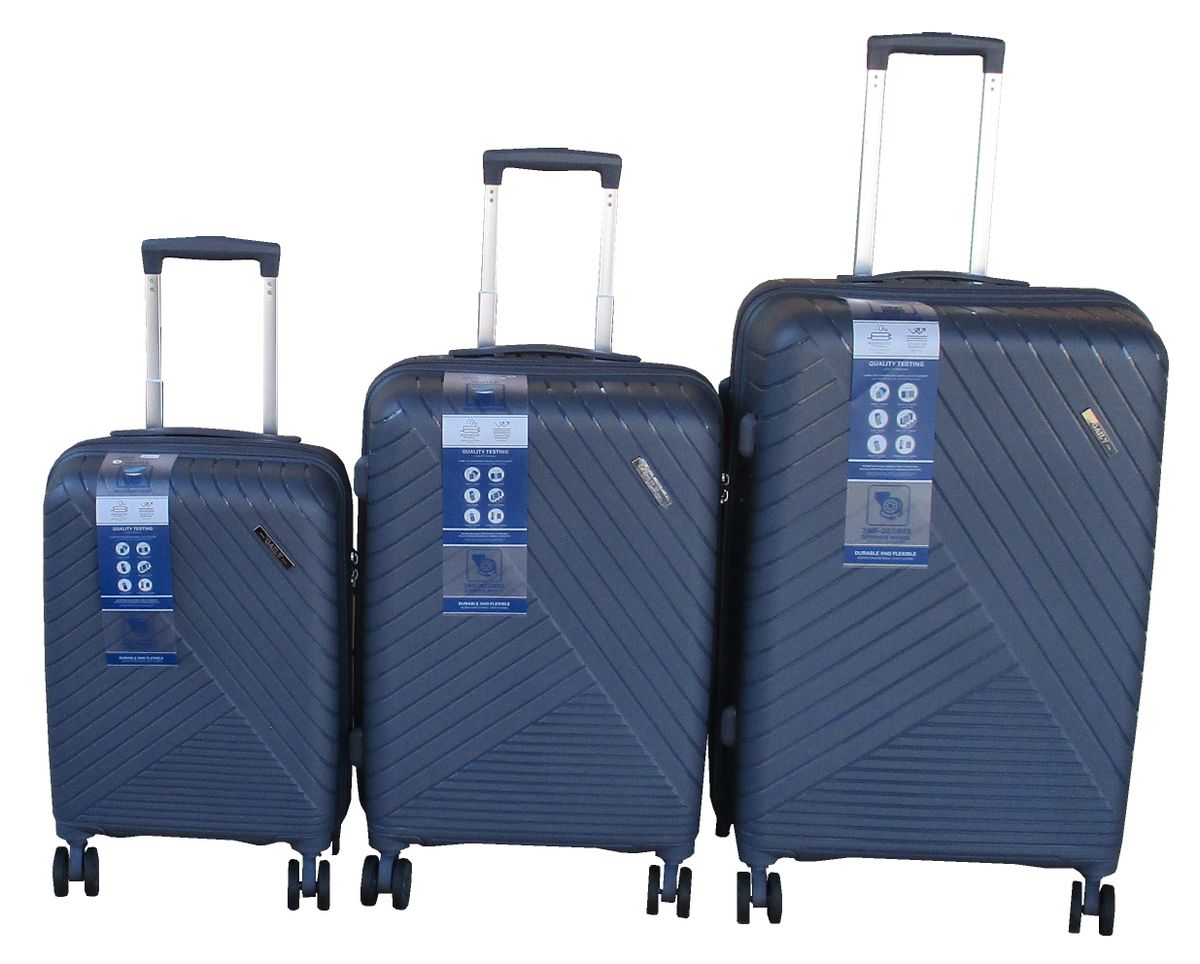 GAILY 3-Piece Hard Shell Spinner Luggage Set - Grey Polypropylene with ...