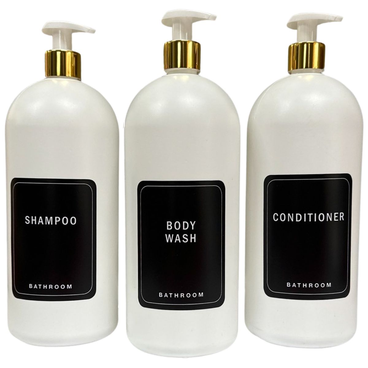 Refillable Plastic Dispenser Bottles for Shampoo, Conditioner & Body ...