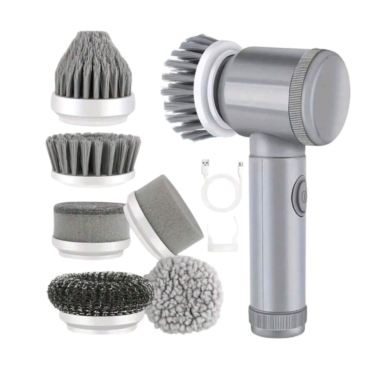 Electric Rotary Scrubber with 6 Brush Heads - Grey | Shop Today. Get it ...