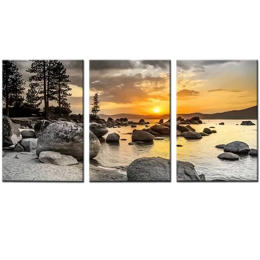 Canvas-Art-3 Pieces Sand Harbour Sunset Landscape Wall Art | Shop Today ...