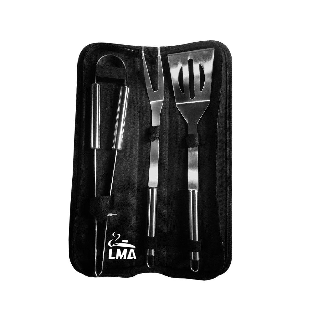 LMA Stainless Steel 3 Piece Braai Master Utensil Set in Carry Bag ...