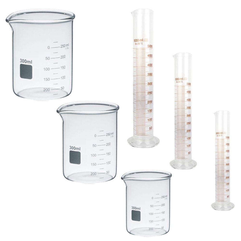 Game Experiment Borosilicate Glass Beaker Mug & Measuring Cylinder - 6 ...