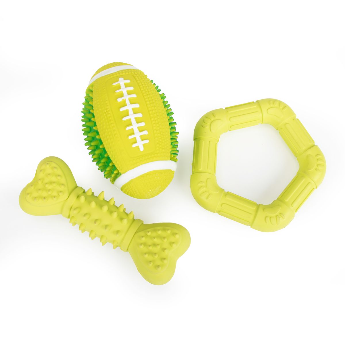 Durable Rubber Dog Toys for Aggressive Chewers Rugby Ring Bone Go Fetch ...