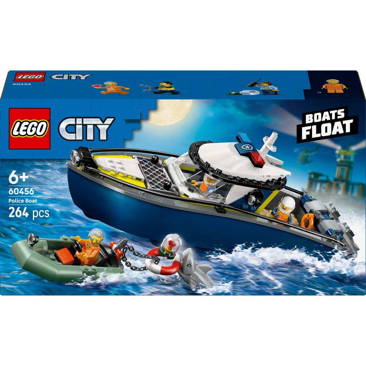 LEGO® City Police Boat Chase Toy with a Floatable Speedboat and Dinghy ...