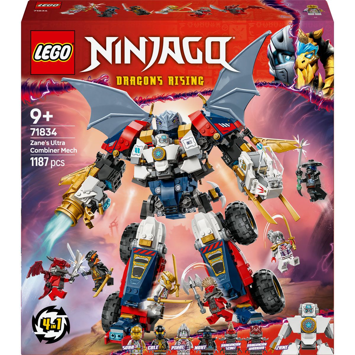 LEGO® NINJAGO® Zane’s Ultra Combiner Mech Toy 4-in-1 Building Set 71834 ...