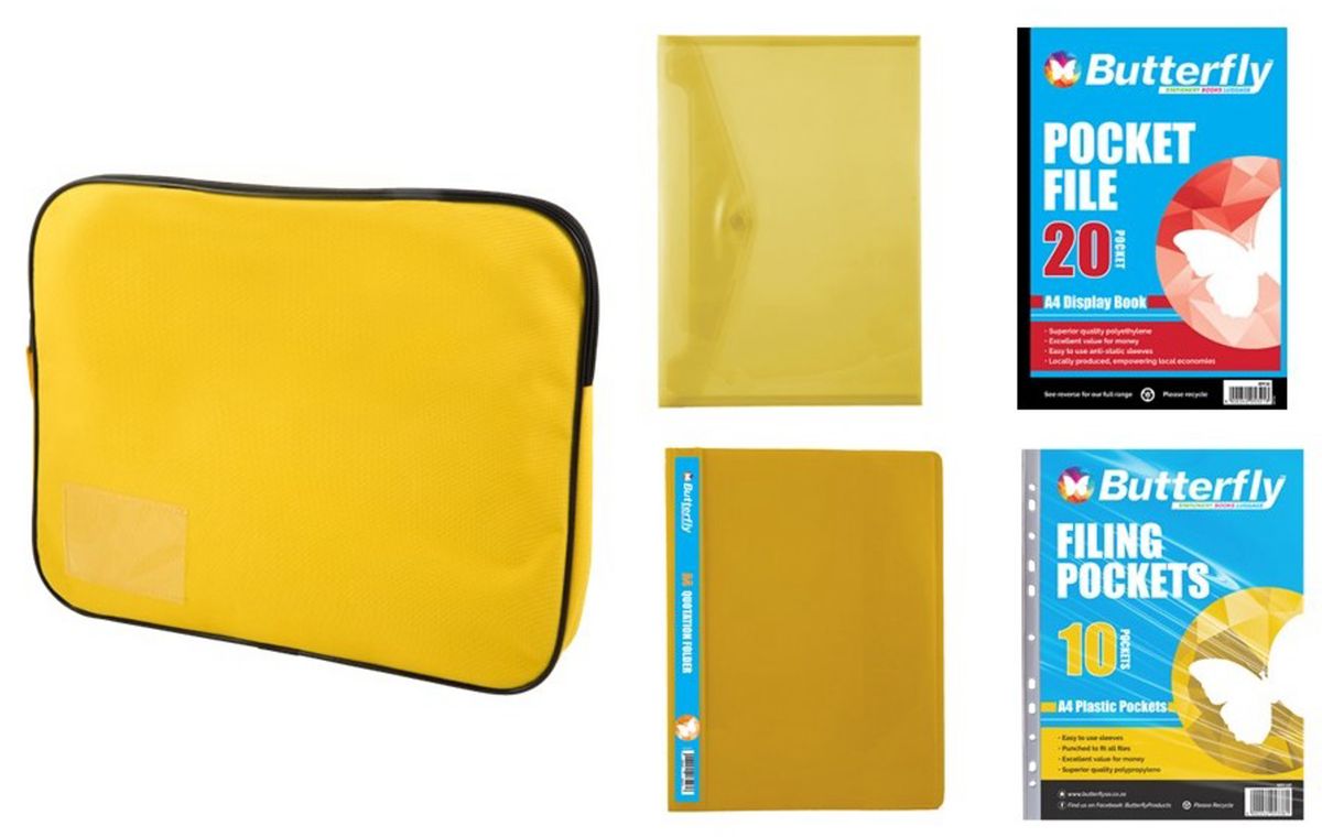 Stationery Pocket File, Folders & Book Bag Bundle (Yellow) | Shop Today ...