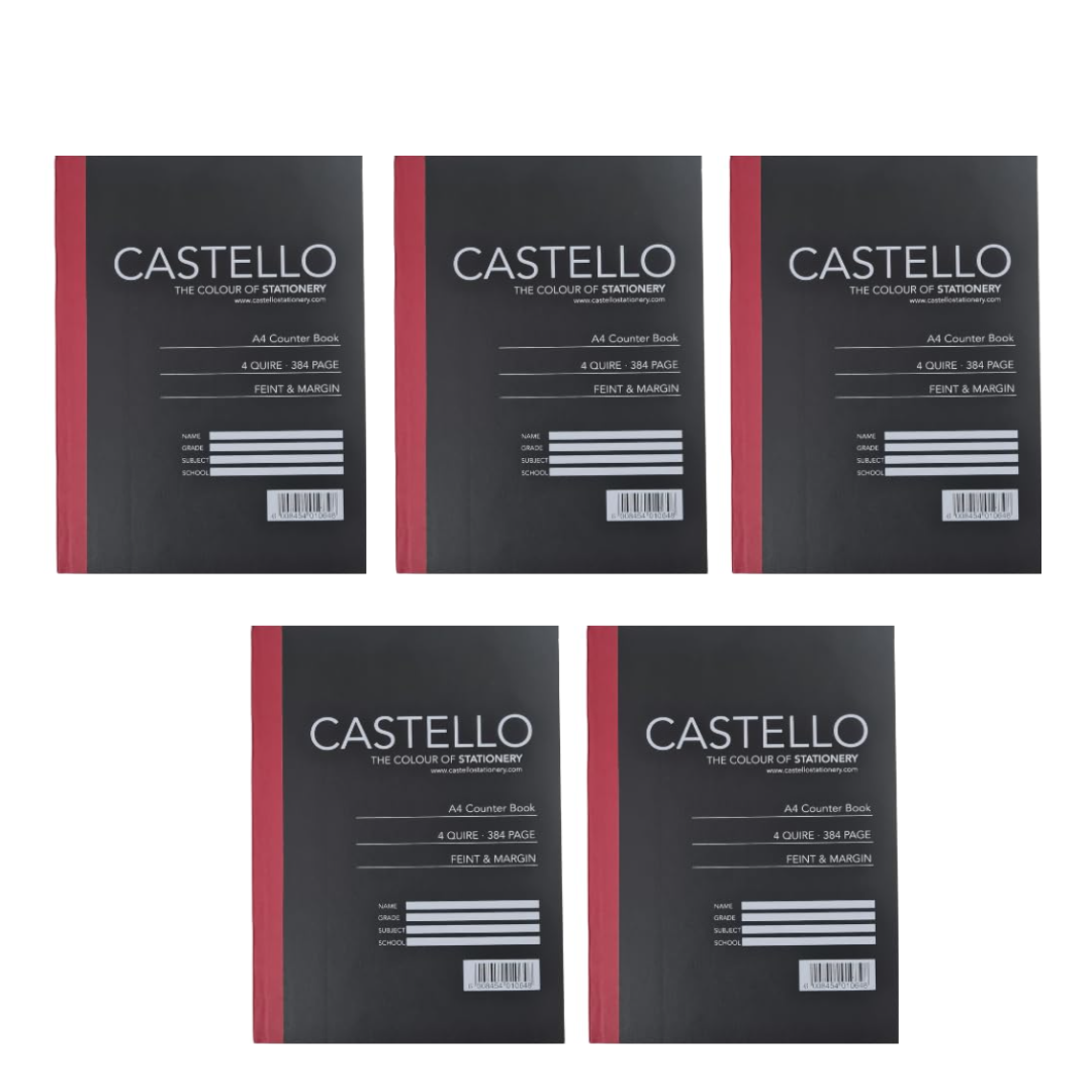 CASTELLO 4 Quire / 384 pages A4 Counter Books - pack of 5 | Shop Today ...