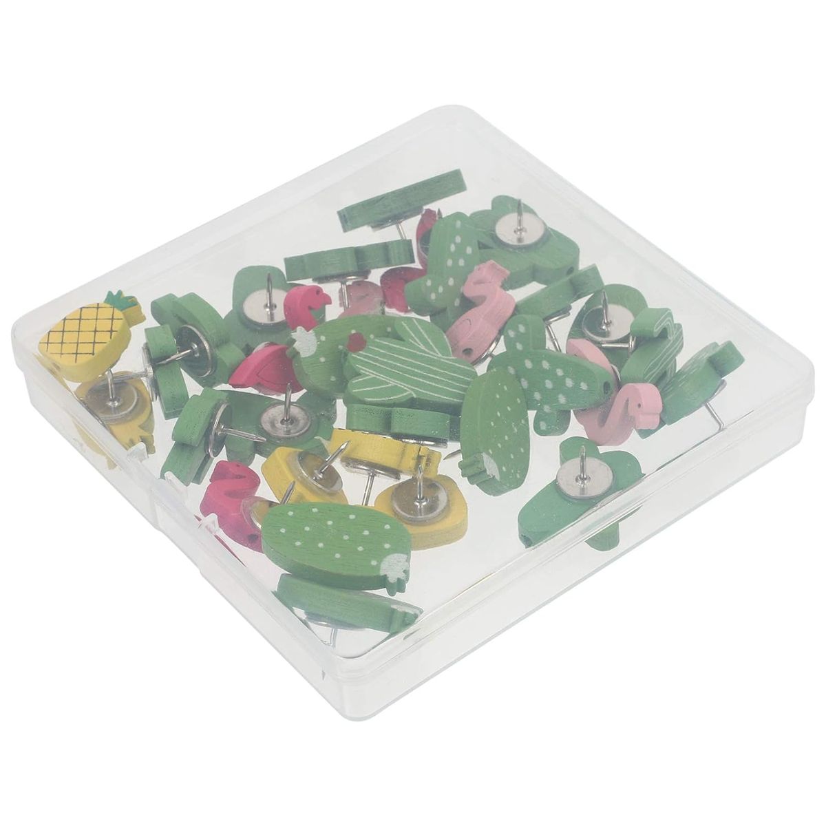 Craft DIY Multicolour Wooden Tropical Style Button Push Pin Set of 40 ...