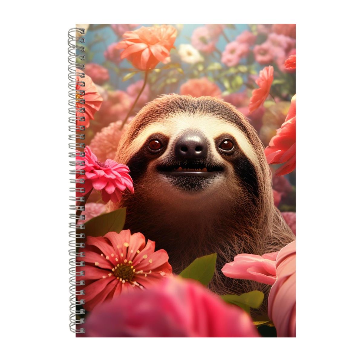 3D Sloth Pink Flower Field Notebook Animals Gift Idea A4 Notepad Pad ...
