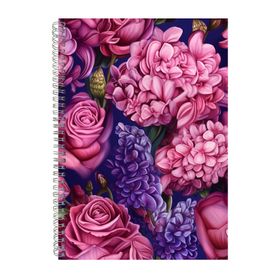 Purple Hyacinths And Pink Rose Notebook Art Gift Idea A4 NotePad 116 ...