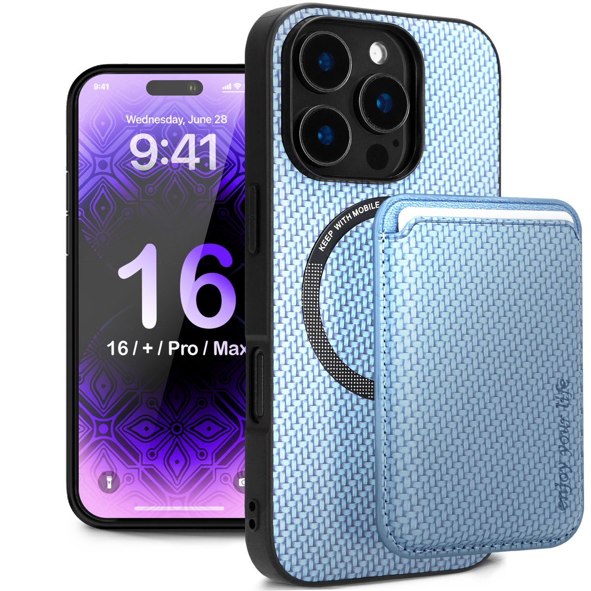 ORRO iPhone 16 Series MagSafe Case Blue Wallet Shockproof 16/+/Pro/Max ...