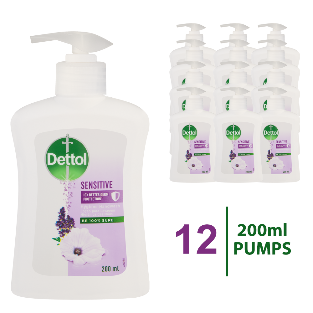 Dettol 12 x 200m, Liquid Hand Wash, Liquid Soap, Sensitive | Shop Today ...
