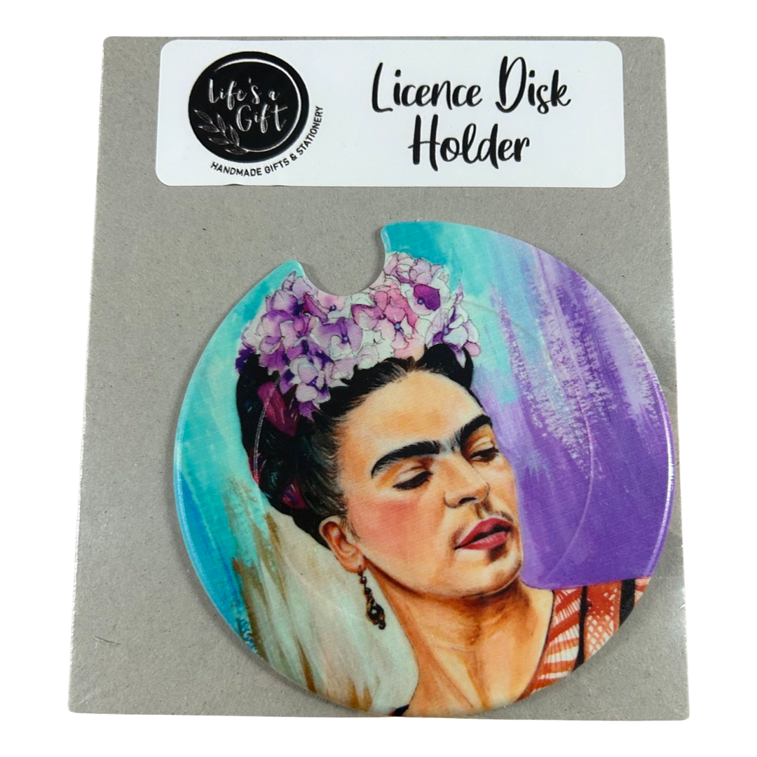 Licence Disk Holder - Blue & Purple Background with Frida Kahlo | Shop ...