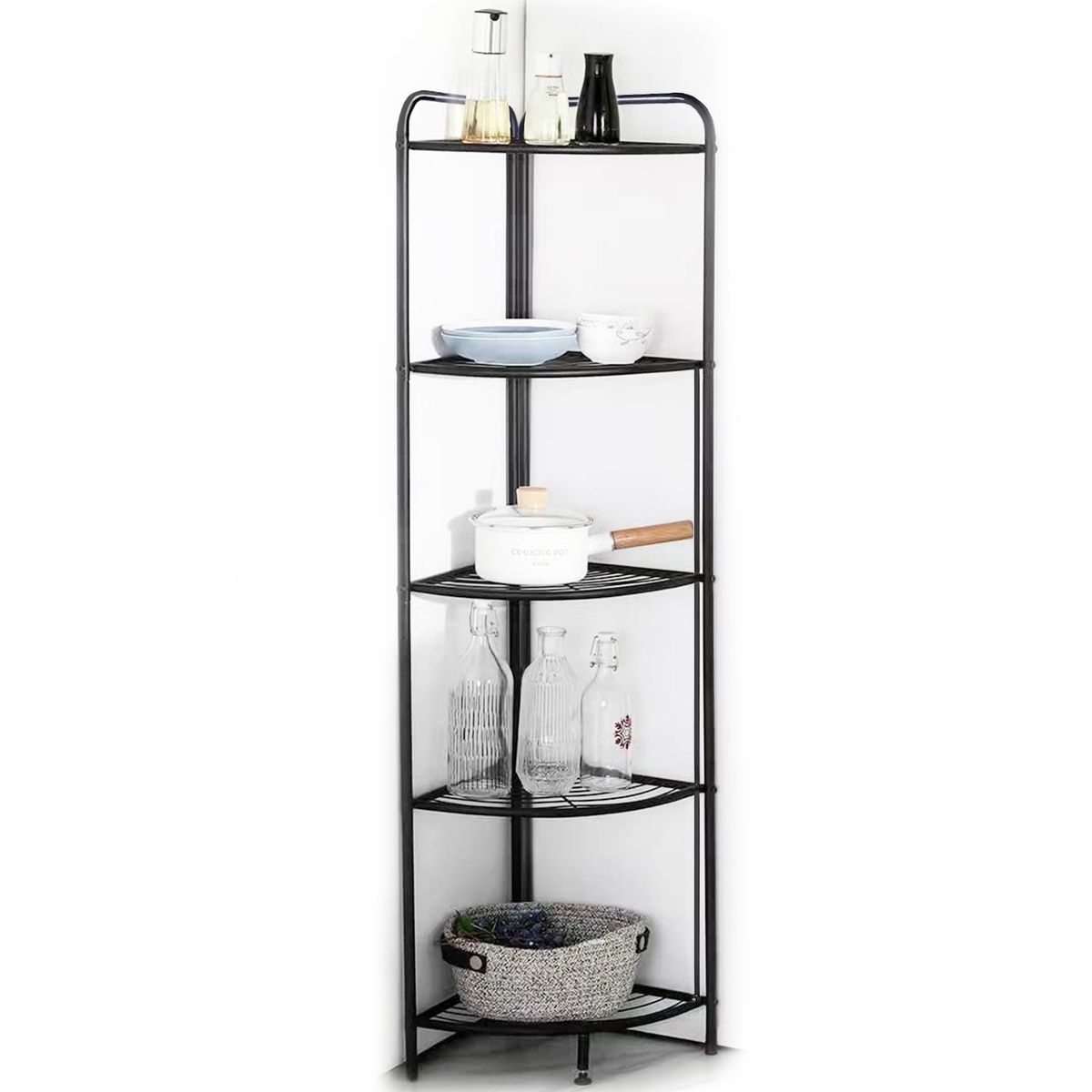 Foldable Corner Shelf Metal Storage Rack with Leveling Feet | Shop ...