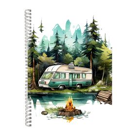 Camp A4 Notebook Spiral and Lined Trendy Camping Graphic Notepad Gift ...