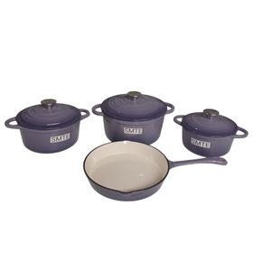 SMTE 7-Piece Cast Iron Cookware Set - 3 Casserole Pots with Lids | Shop ...
