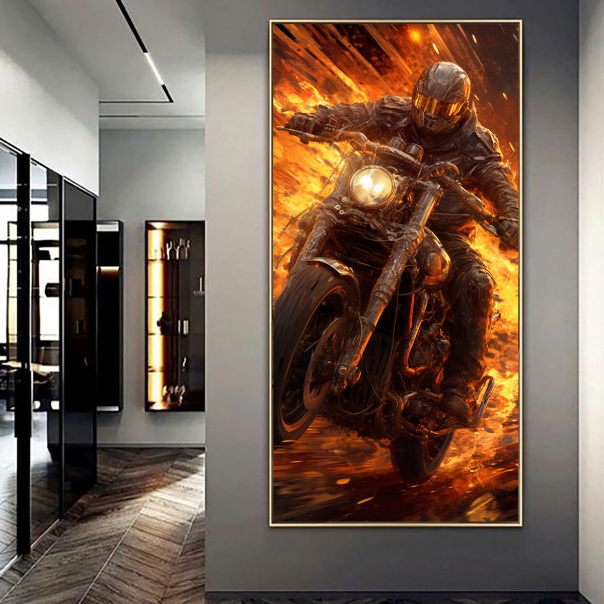 Canvas Wall Art - Mechanical Symphony Biker Abstract - 0706 | Shop ...