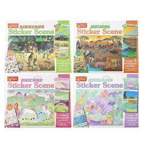 Reusable Unicorn, Mermaids, Dinosaurs & Animals Stickers (4 Piece ...