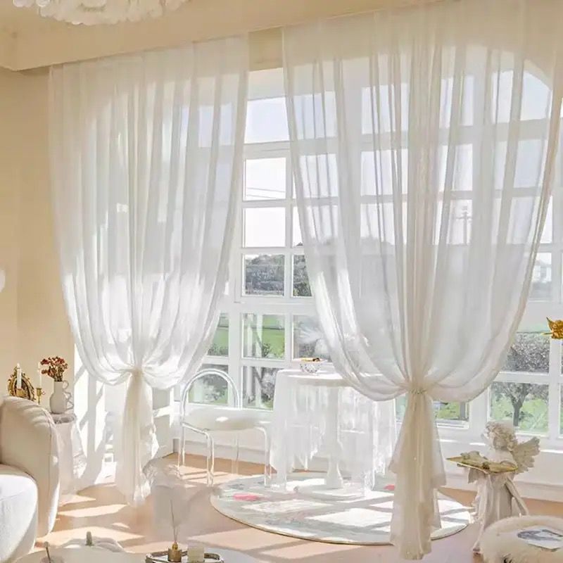 Readymade Sheer Striped Linen Voile Taped Curtains | Shop Today. Get it ...