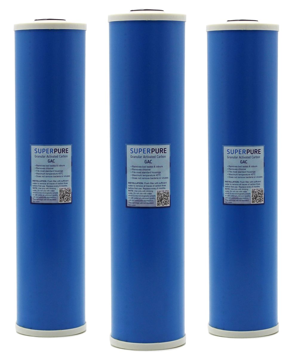 SUPERPURE 20" Big Blue GAC Granular Activated Carbon Water Filters (3 ...