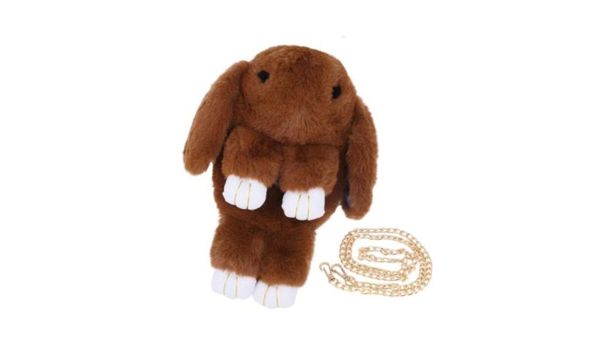 Bunny Rabbit Plush Sling Crossbody Bag with Chain - Brown | Shop Today ...