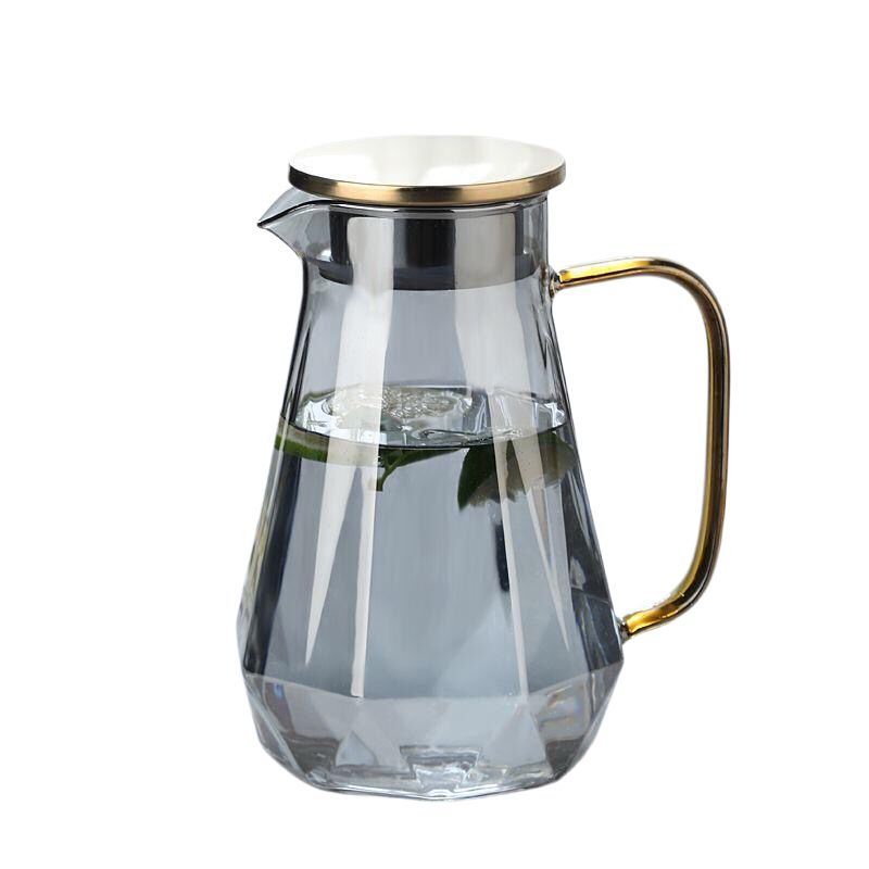 Heat Resistant Diamond Shaped Borosilicate Glass Jug With Lid 1500ml ...