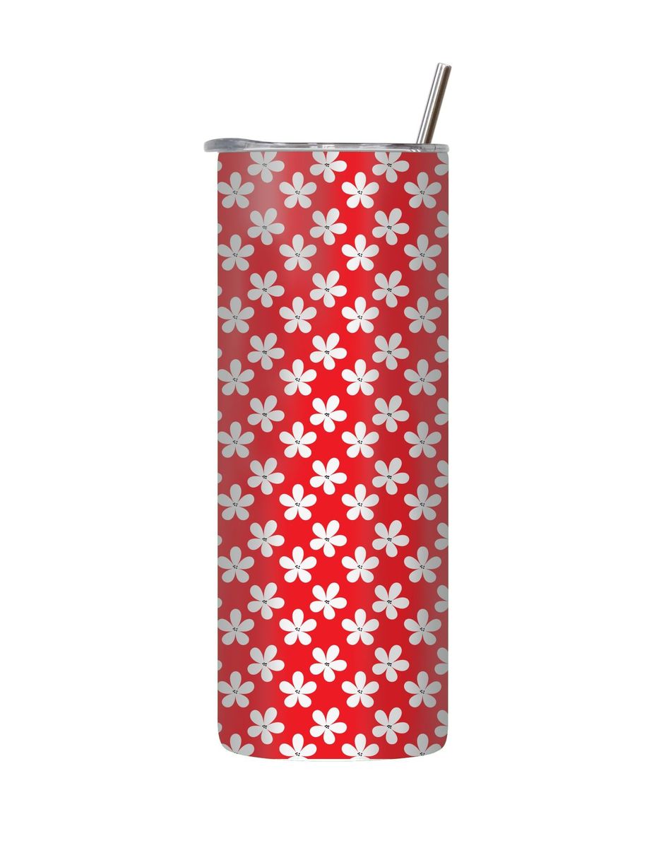 Pattern6 20 Oz Tumbler with Lid and Straw Red and Bue Graphic Present ...